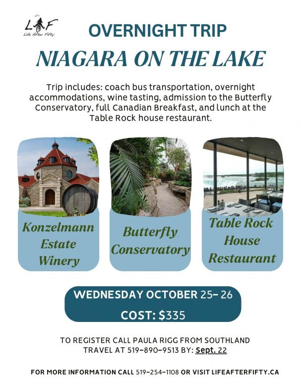 Life After Fifty - Events - Overnight Trip: Niagara on the Lake