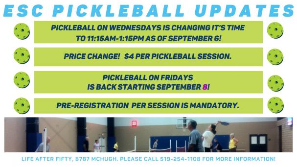 Life After Fifty - Program News - ESC Pickleball Updates